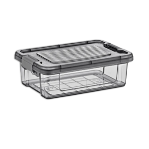 Tigela Plástica Rectangular Elite Hobby life Cinza, Tamanhos Variados